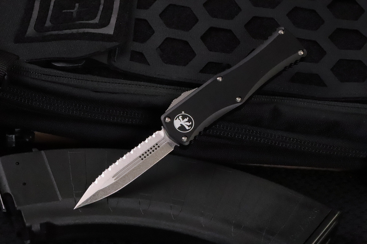 Microtech Hera Otf Automatic Knife Black 3 Dagger Stonewash Serrated