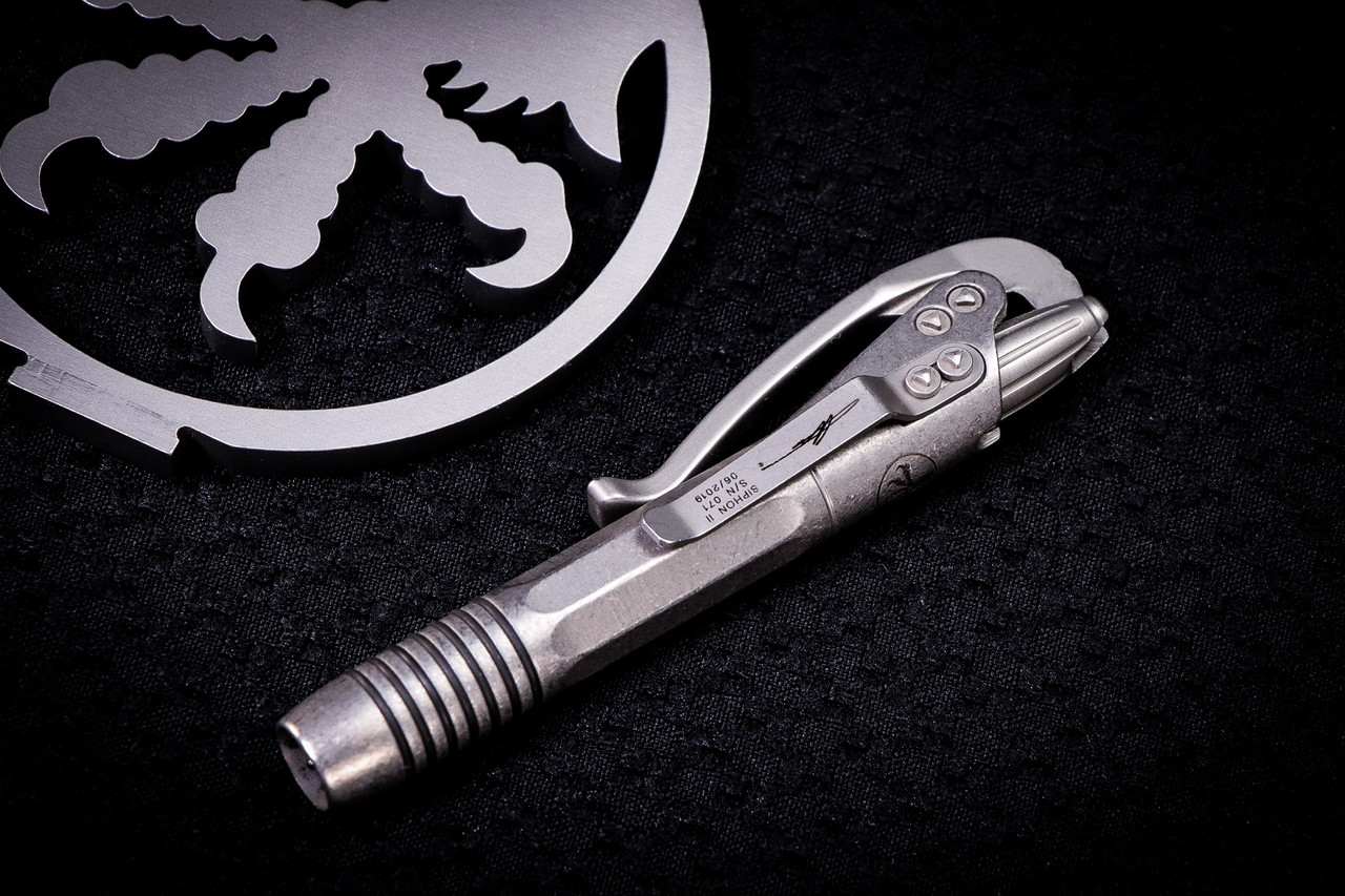 Microtech Siphon II Stonewash Stainless Claw Logo Tactical Pen 401SS ...