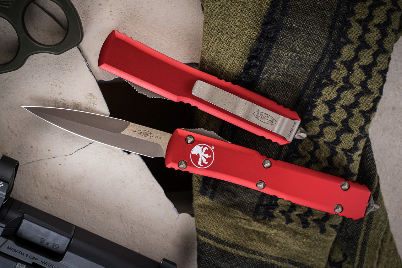 Microtech Ultratech OTF Automatic Knife Red 3.4" Bronze Apocalyptic ...