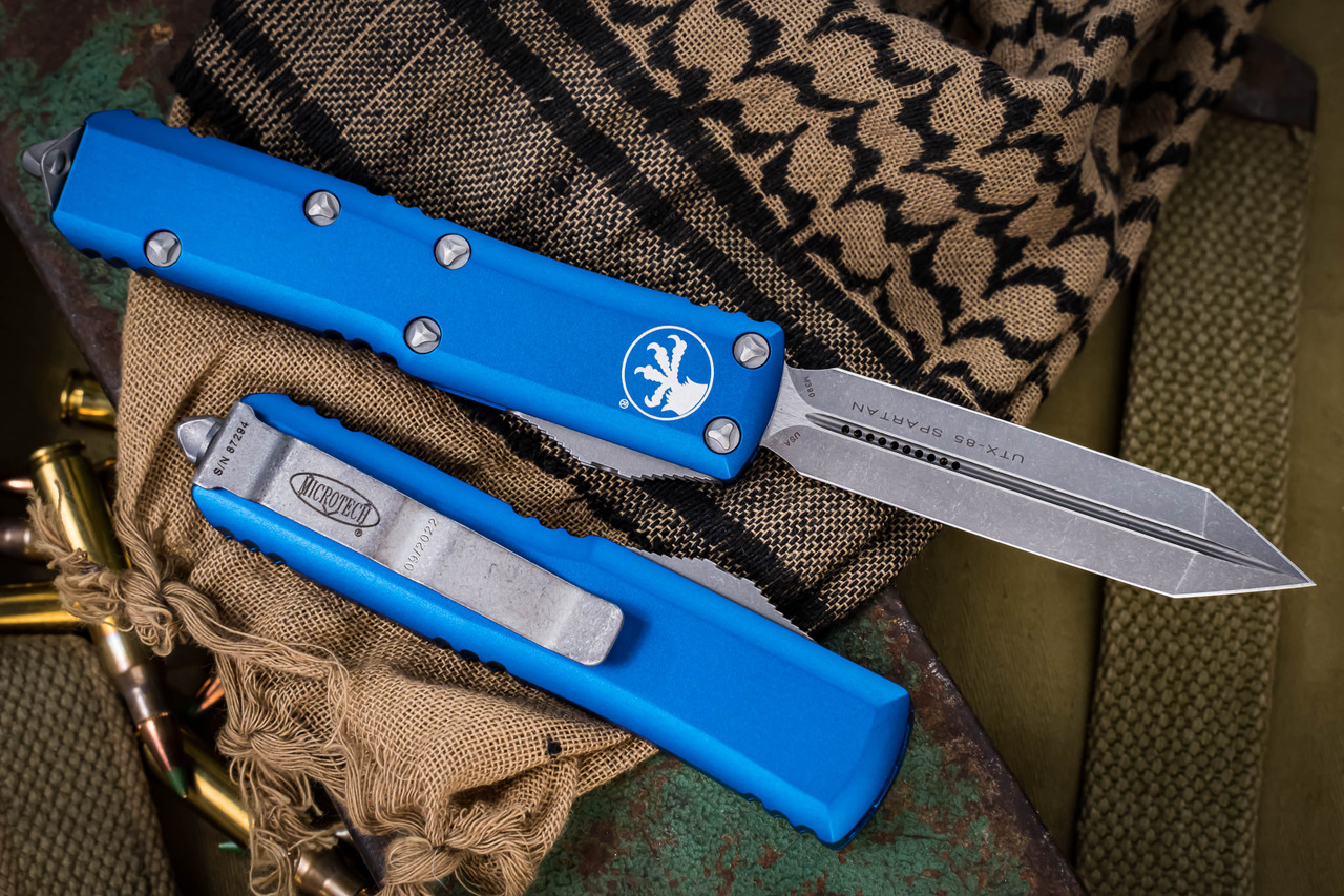 Microtech Utx 85 Spartan Otf Automatic Knife Blue 3 Apocalyptic
