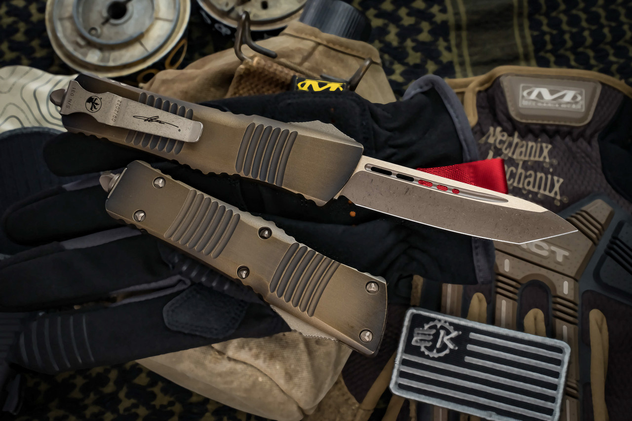 Microtech Combat Troodon Antique Bronze Otf Automatic Knife 38 Tanto