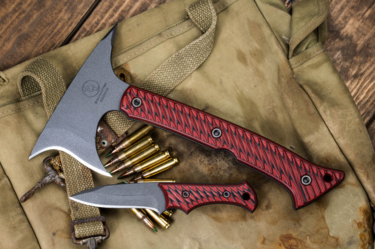 RMJ Tactical/Tracker Dan Graymatter/Bloodshark Set Red Micarta