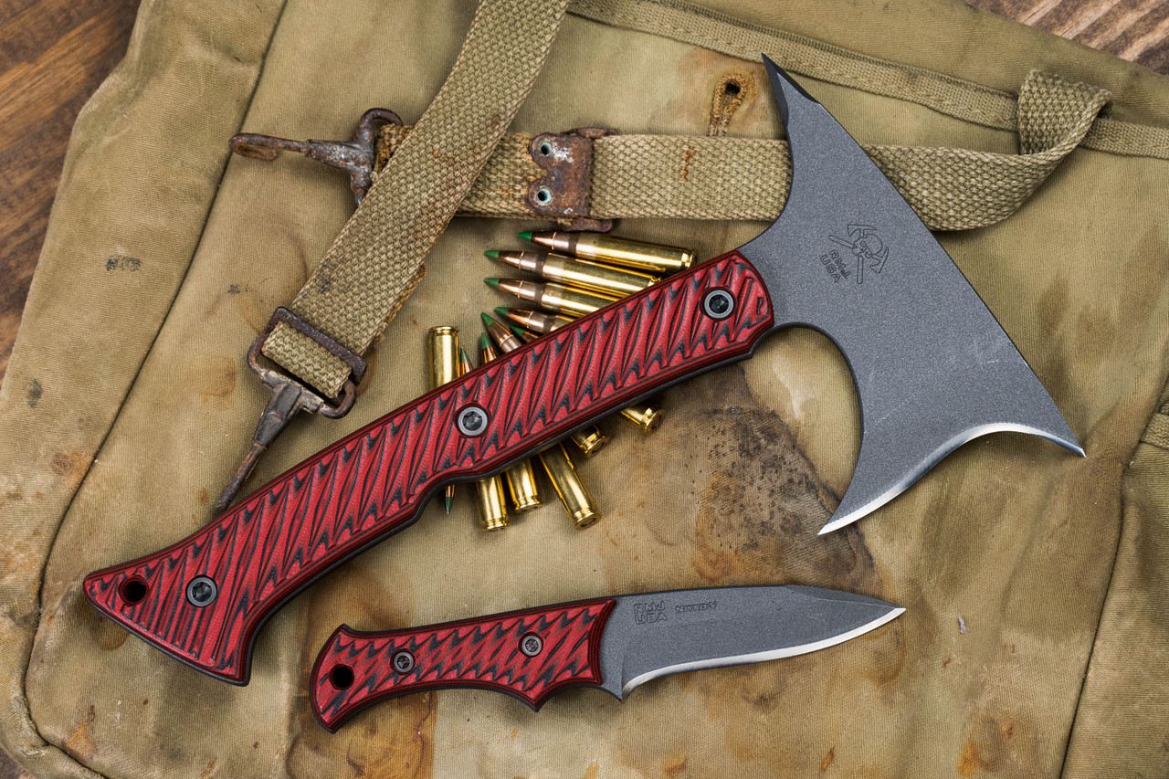 RMJ Tactical/Tracker Dan Graymatter/Bloodshark Set Red Micarta