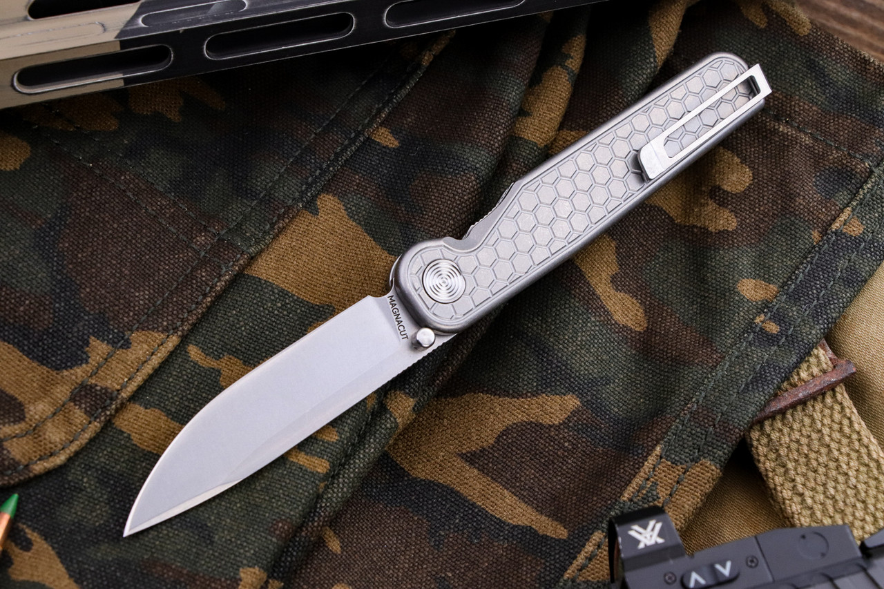Tactile Knife Co. "Rockwall" Hex Pattern Titanium Folding Knife 2.84 ...