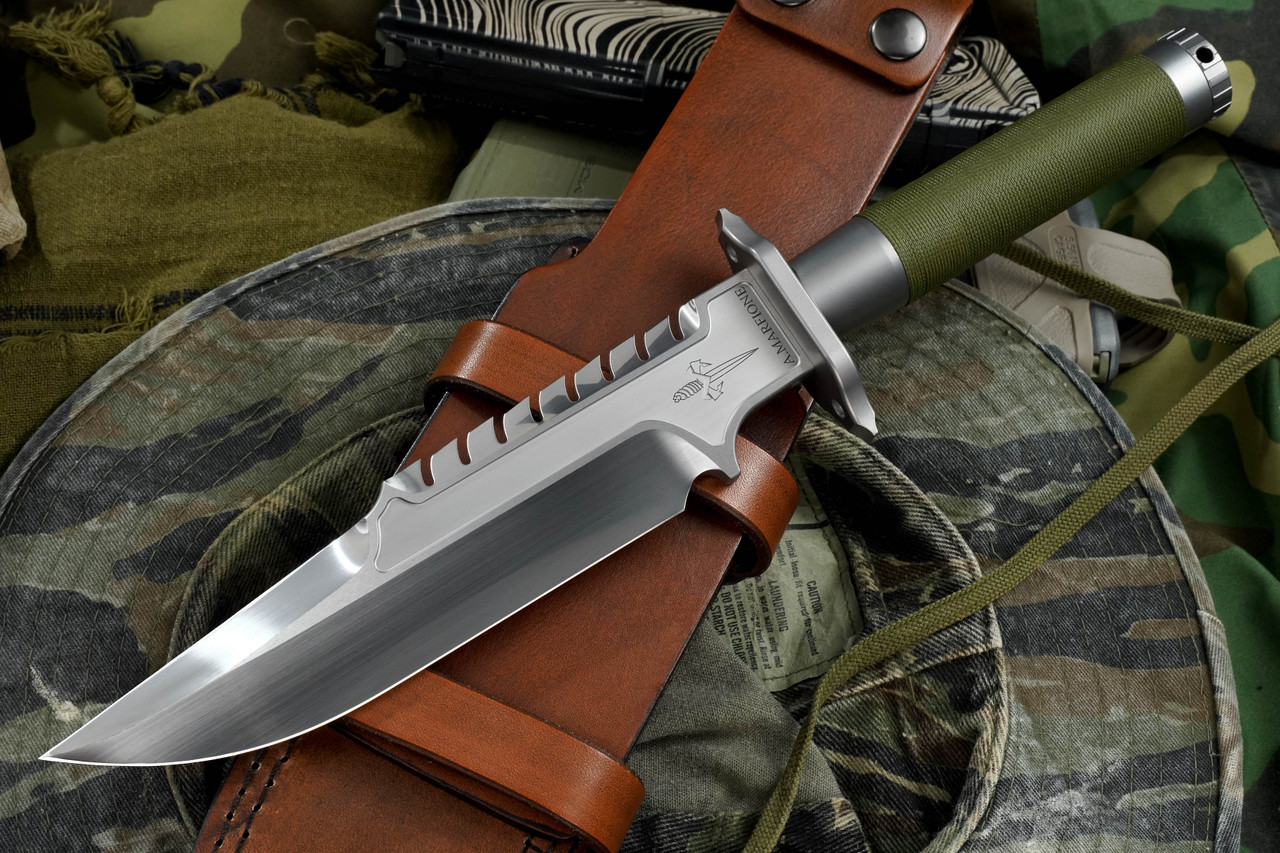 Microtech/Marfione Custom Interceptor OD Green Wrap 7" Bowie Hand ...