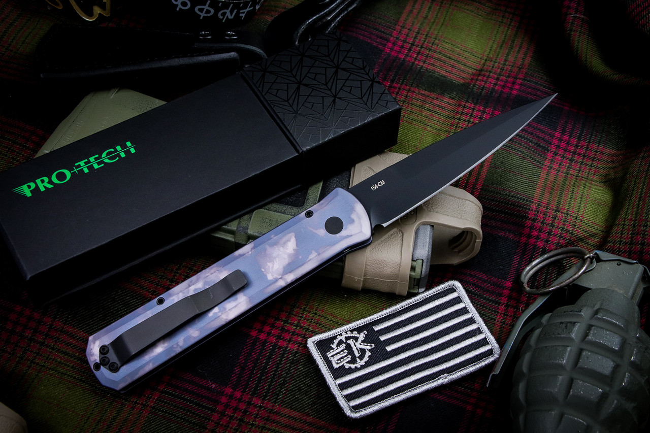 Protech Godfather Blue Camo Anodized Tactical Automatic Knife Dlc 4