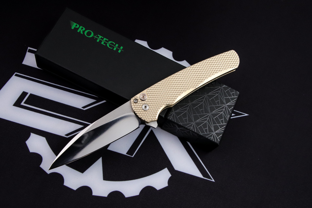 Protech Malibu Custom Folding Knife Textured Bronze 325 Mike Irie