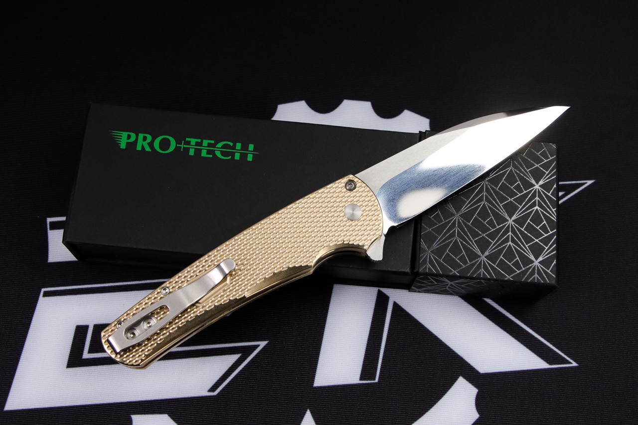 Protech Malibu Custom Folding Knife Textured Bronze 325 Mike Irie