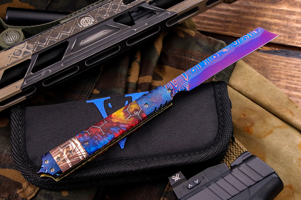 Brandon Vallotton Custom "Guillotine Razor" Turkish Damascus Handle ...