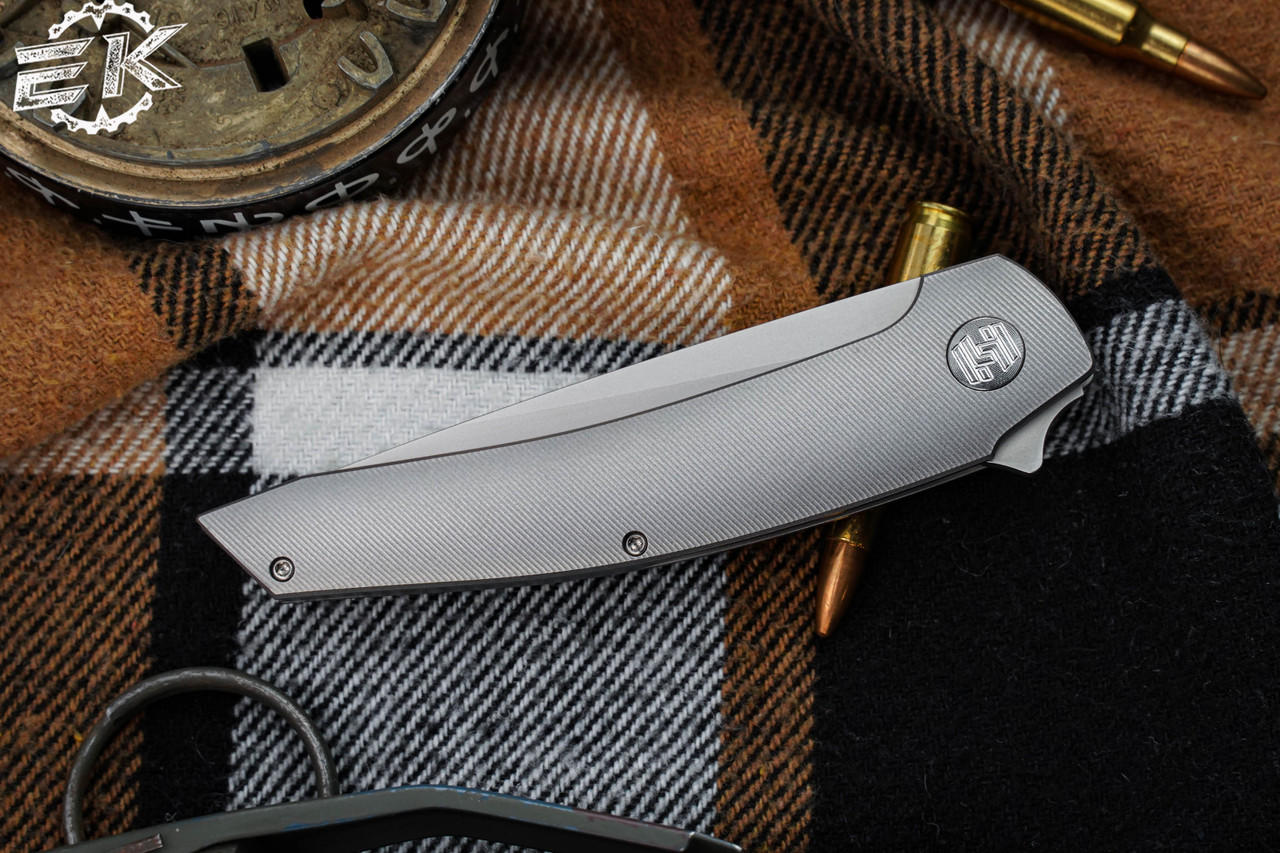 Hog House Knives Model T Folding Knife Silver Titanium 3.5" RWL-34 ...