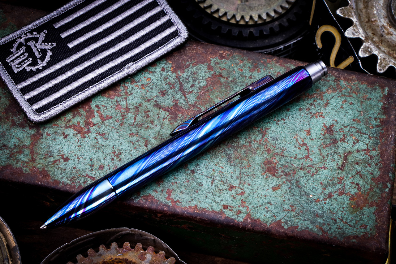 Tuff Writer Retro Click Tactical Pen Timascus Flamed 2