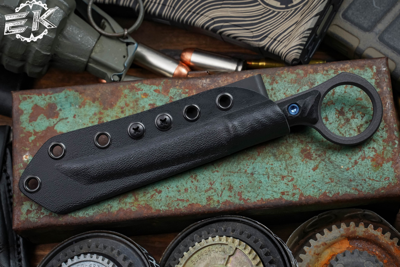 RMJ Tactical "Stabby Guy" Ringed Chisel Pry Tool Black G10 3.75" CPM-3V ...