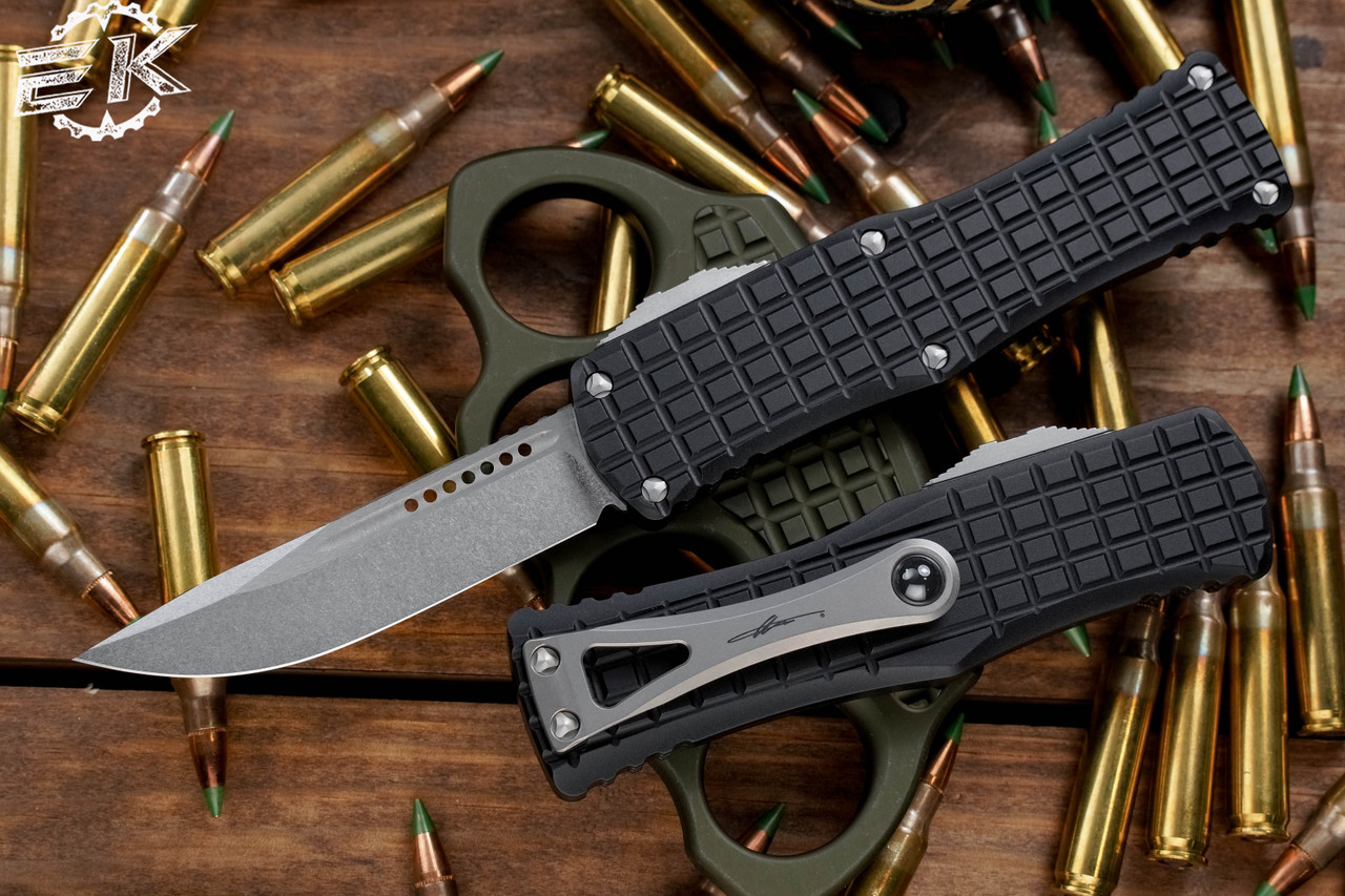 Microtech Hera Frag OTF Automatic Knife Black 3" Drop Point Stonewash ...