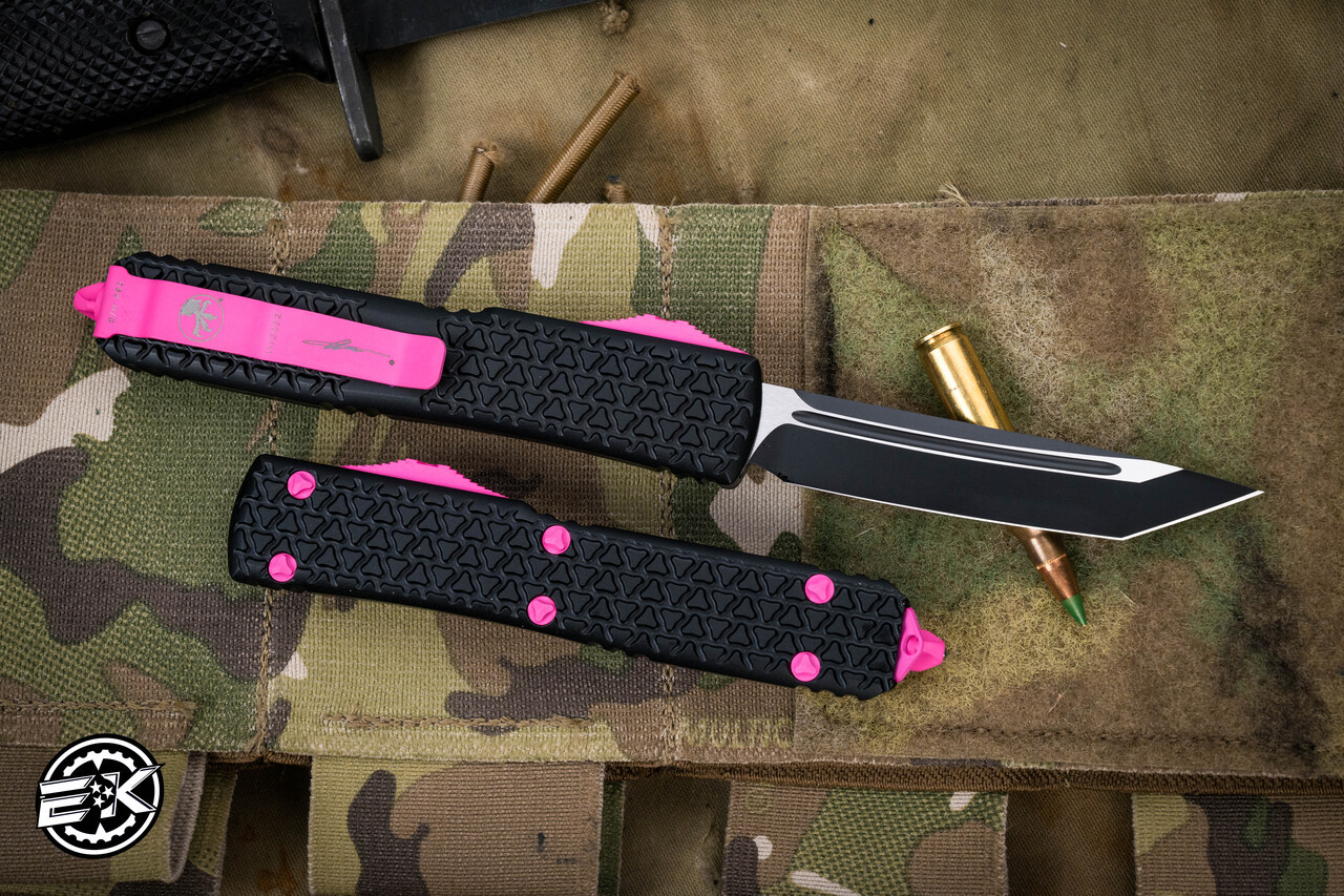 Microtech Pink Tri-Grip Ultratech OTF Knife 3.4" Black Tanto 123T-1PKEKS