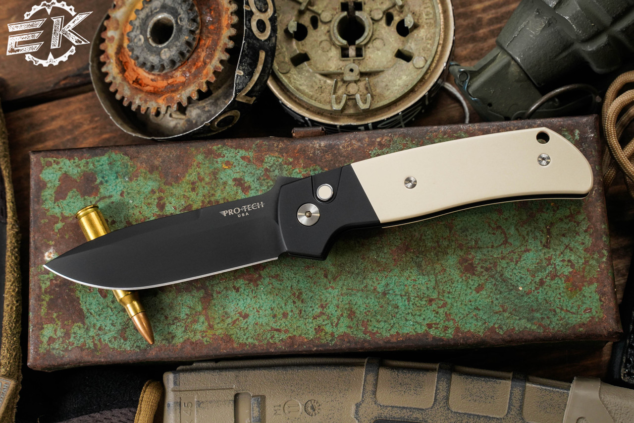 Protech Terzuola Atcf Automatic Ivory Micarta Tuxedo Black Knife 35
