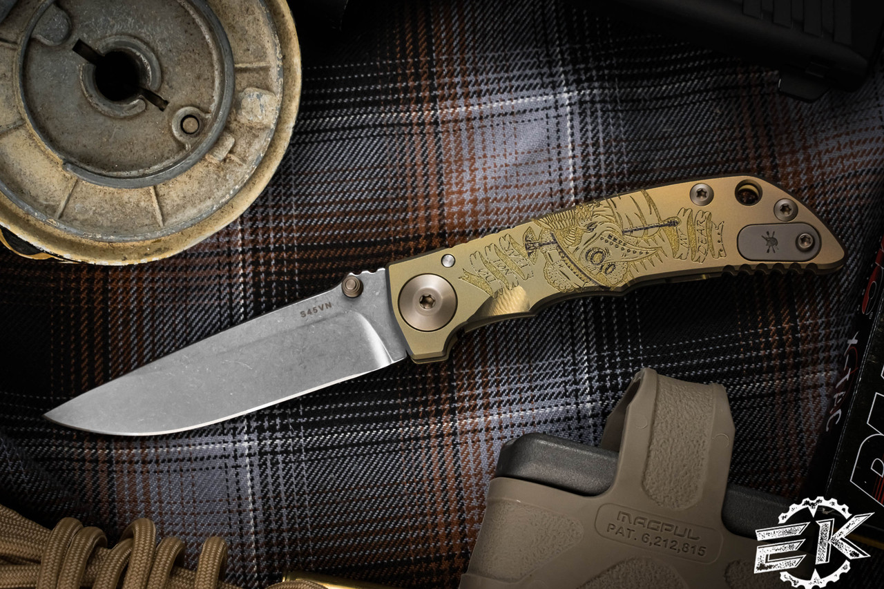 Spartan Blades Harsey Folder "Plague" Custom Engraved Bronze Titanium 3 ...