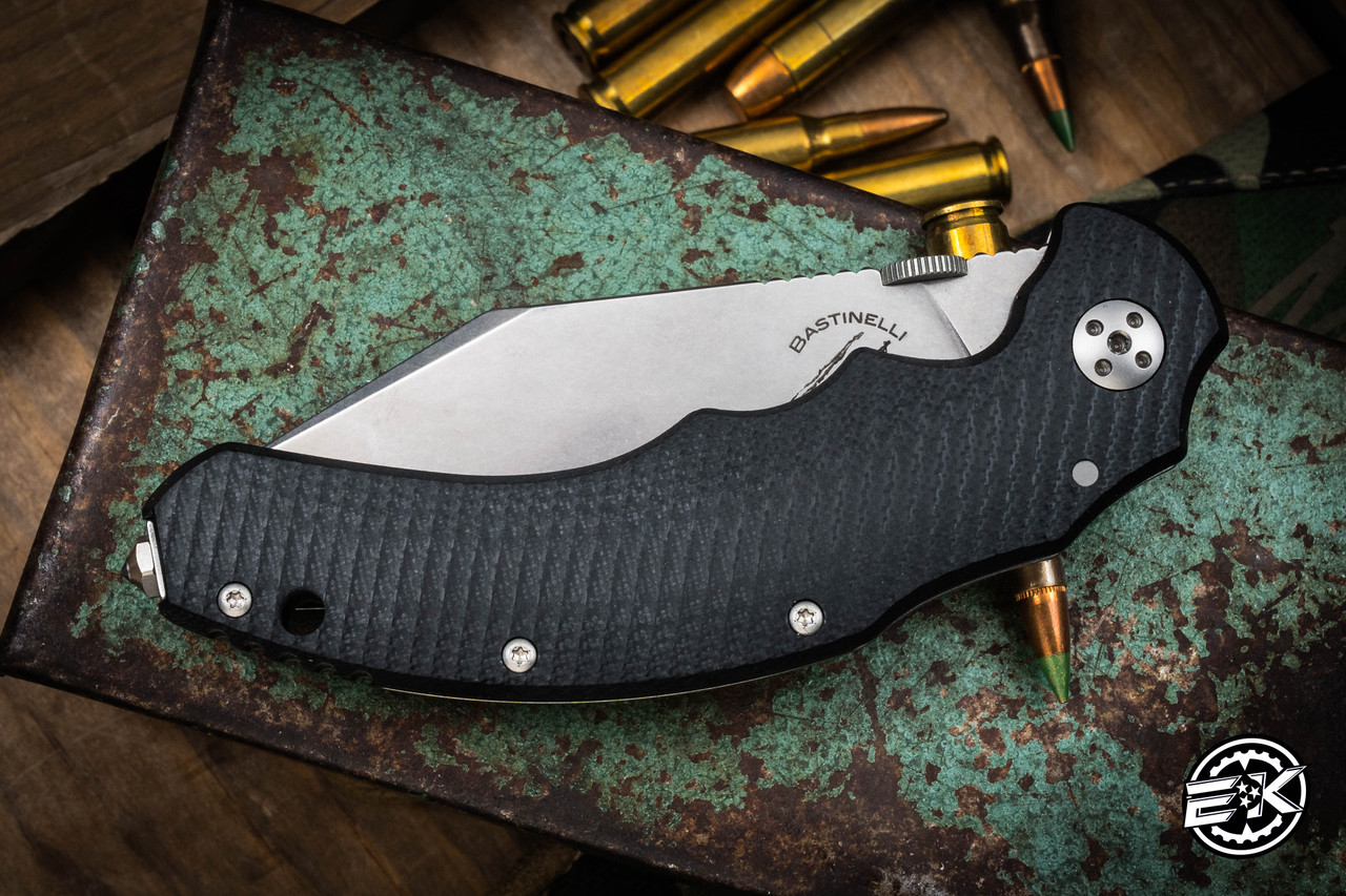 Bastinelli Knives Dragotac Compact IKBS Folding Knife Black G10 3.6 ...