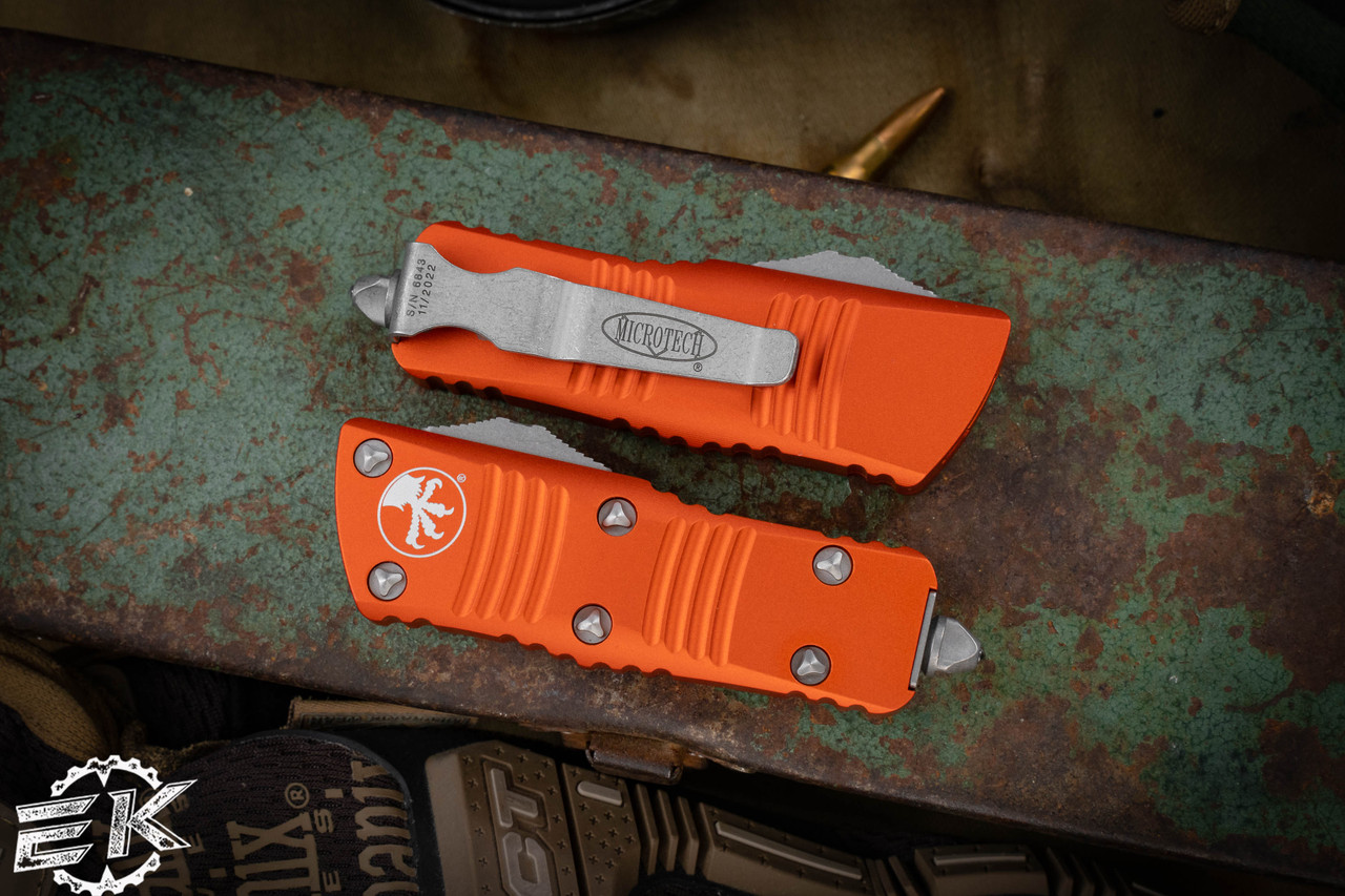 Microtech Mini Troodon Orange OTF Automatic Knife 1.9" Tanto ...