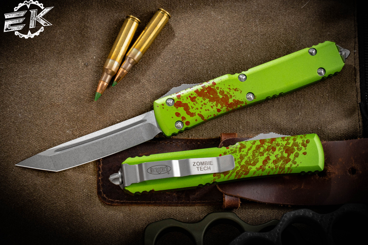 Microtech Ultratech Zombie Tech Otf Automatic Knife Greenred 34
