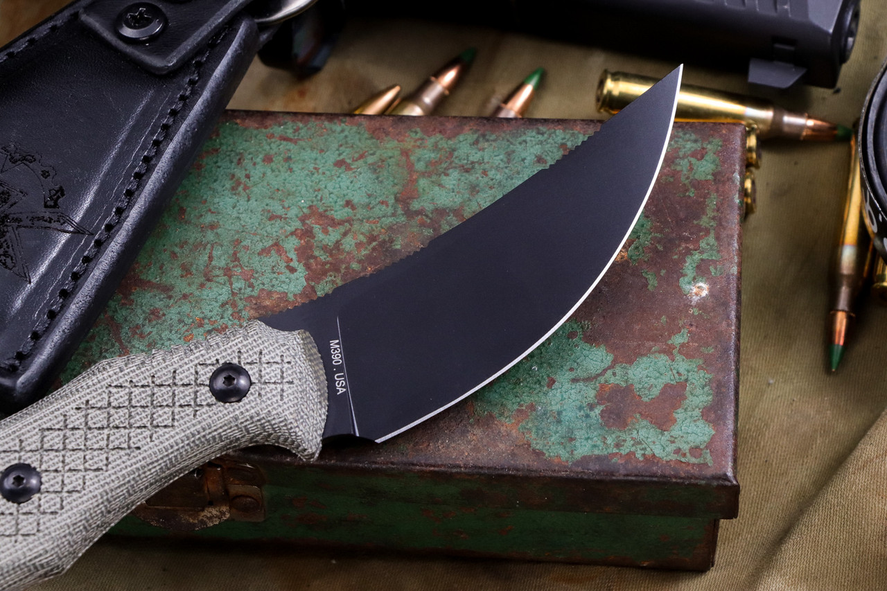 Bastinelli Knives "Chopper" OD Green Micarta Fixed Blade 3.5" M390 PVD