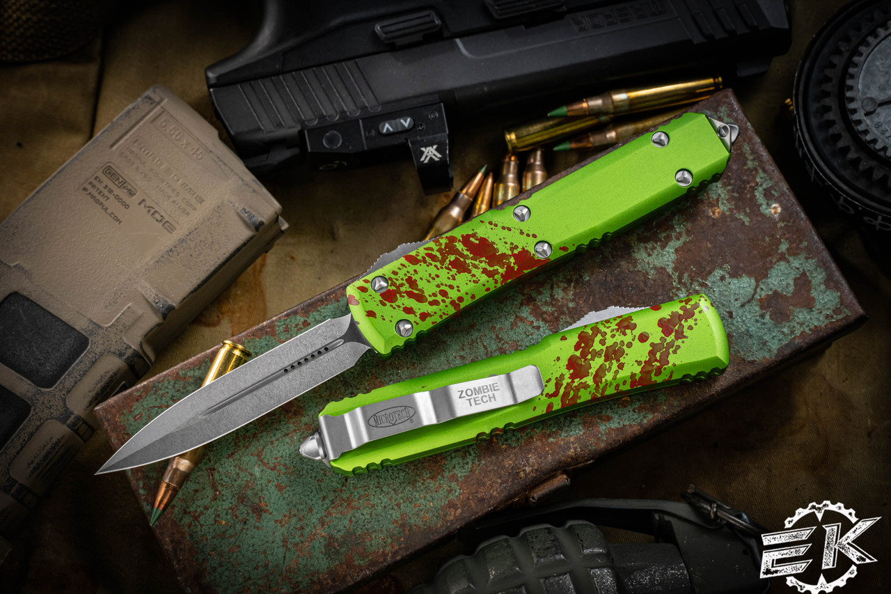 Microtech Ultratech Zombietech Otf Automatic Knife Greenred 34