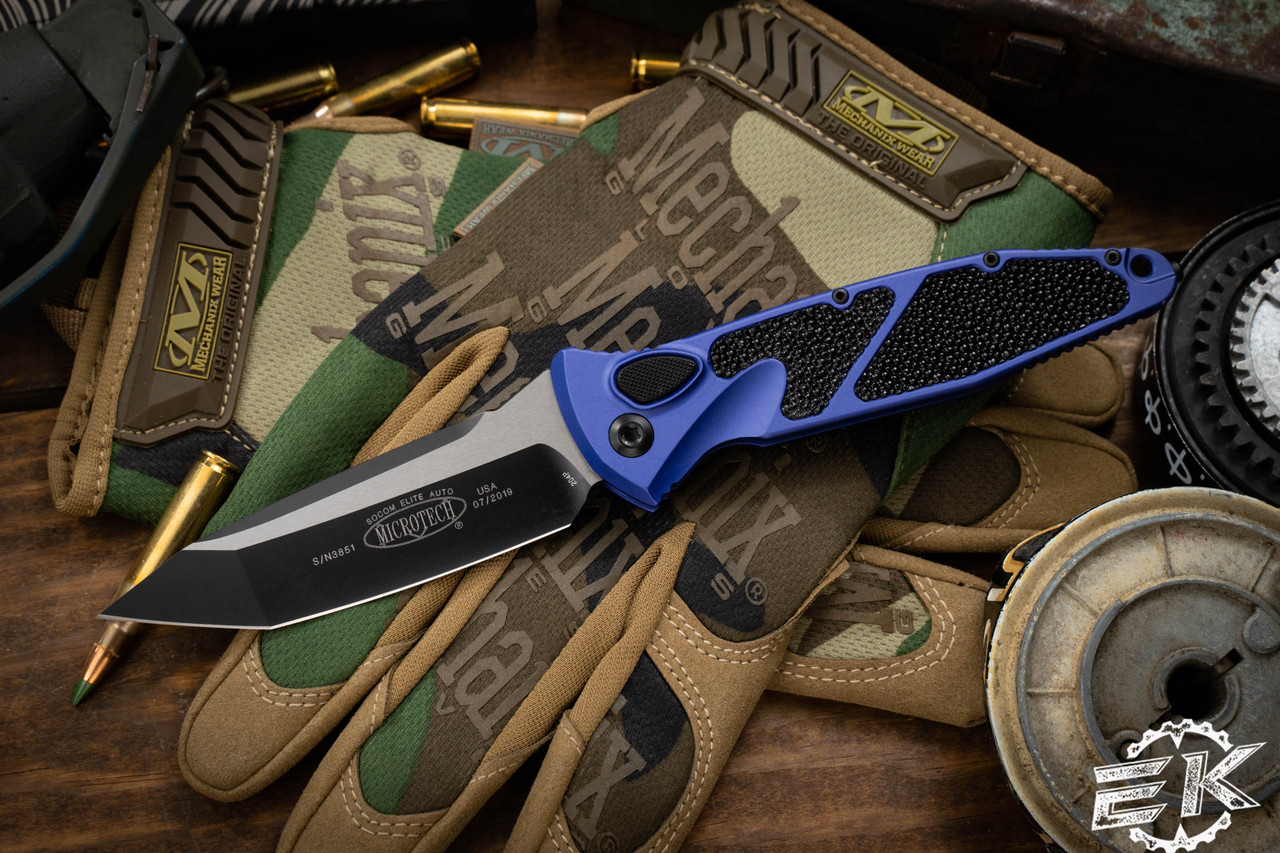 Microtech Socom Elite Customized Purple Stingray Inlay 4" Tanto 161A ...
