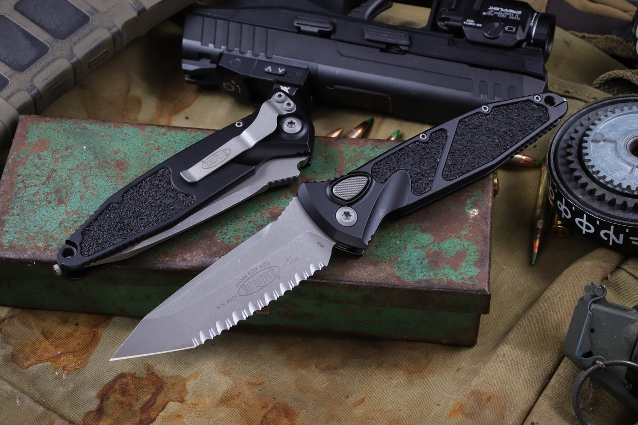 Microtech Socom Elite Automatic Folding Knife 4 Stonewash Apocalyptic