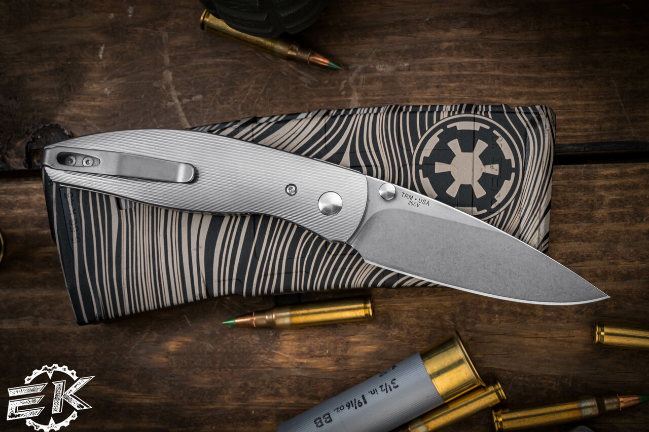 Three Rivers Manufacturing ATOM Folding Knife Titanium 3.5" Drop Point ...