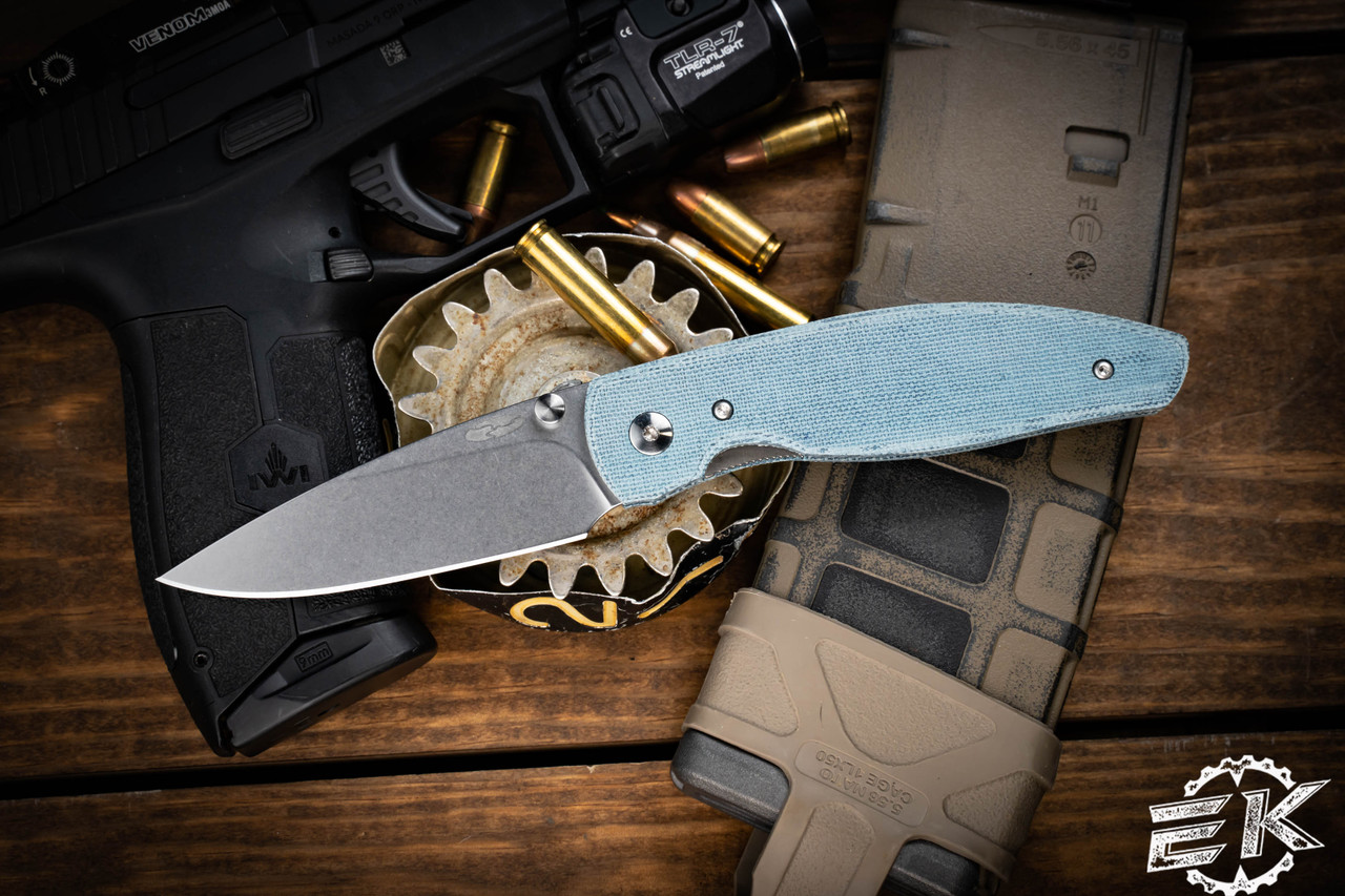 Three Rivers Manufacturing ATOM Folding Knife Blue Sky Micarta 3.5 ...