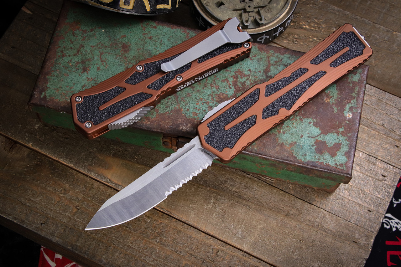 Heretic Knives Colossus Otf Root Beer Aluminum 35 Drop Point