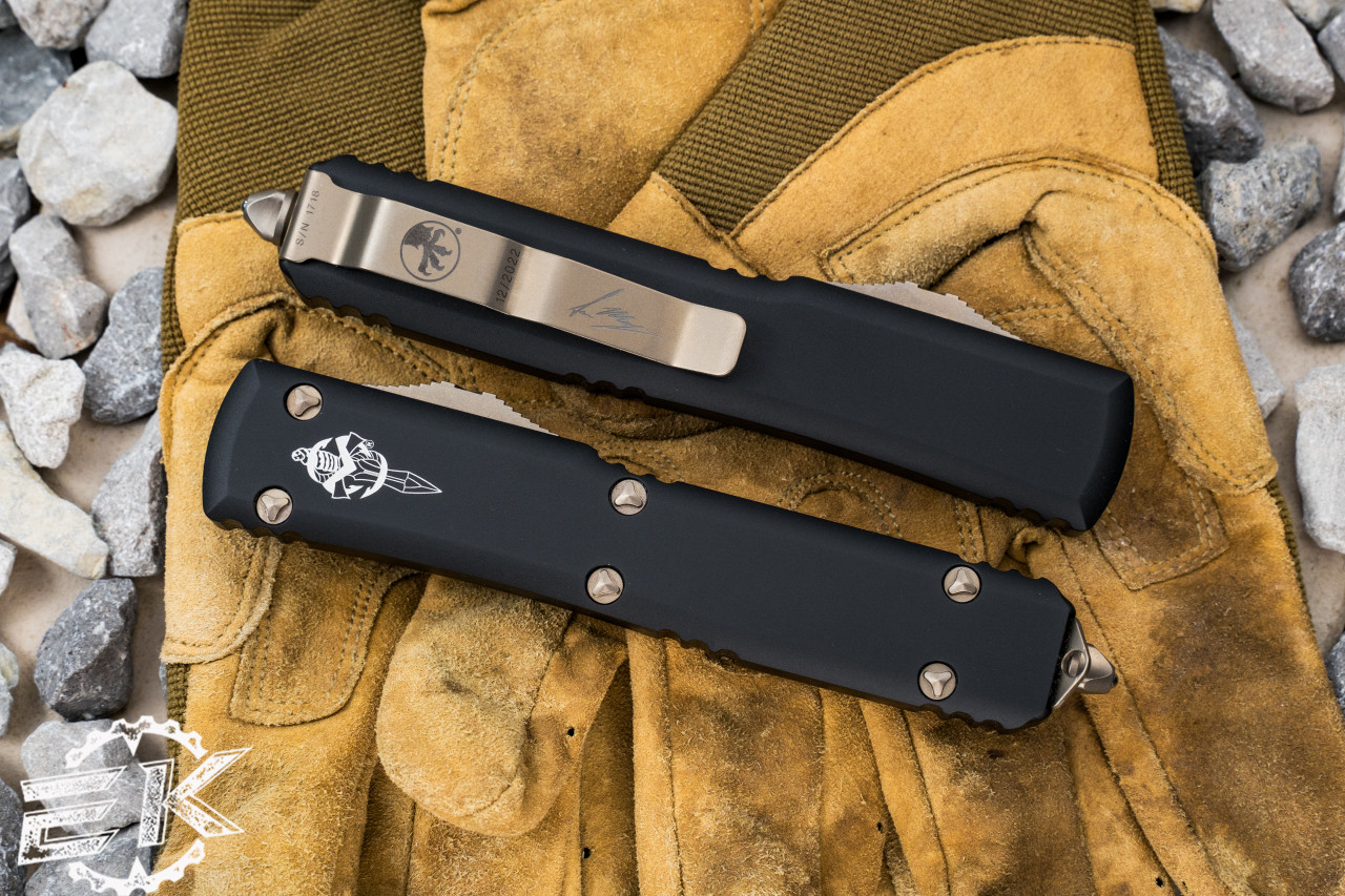 Microtech Ultratech Warhound Otf Automatic Knife Black 34 Bronze 119w 13s