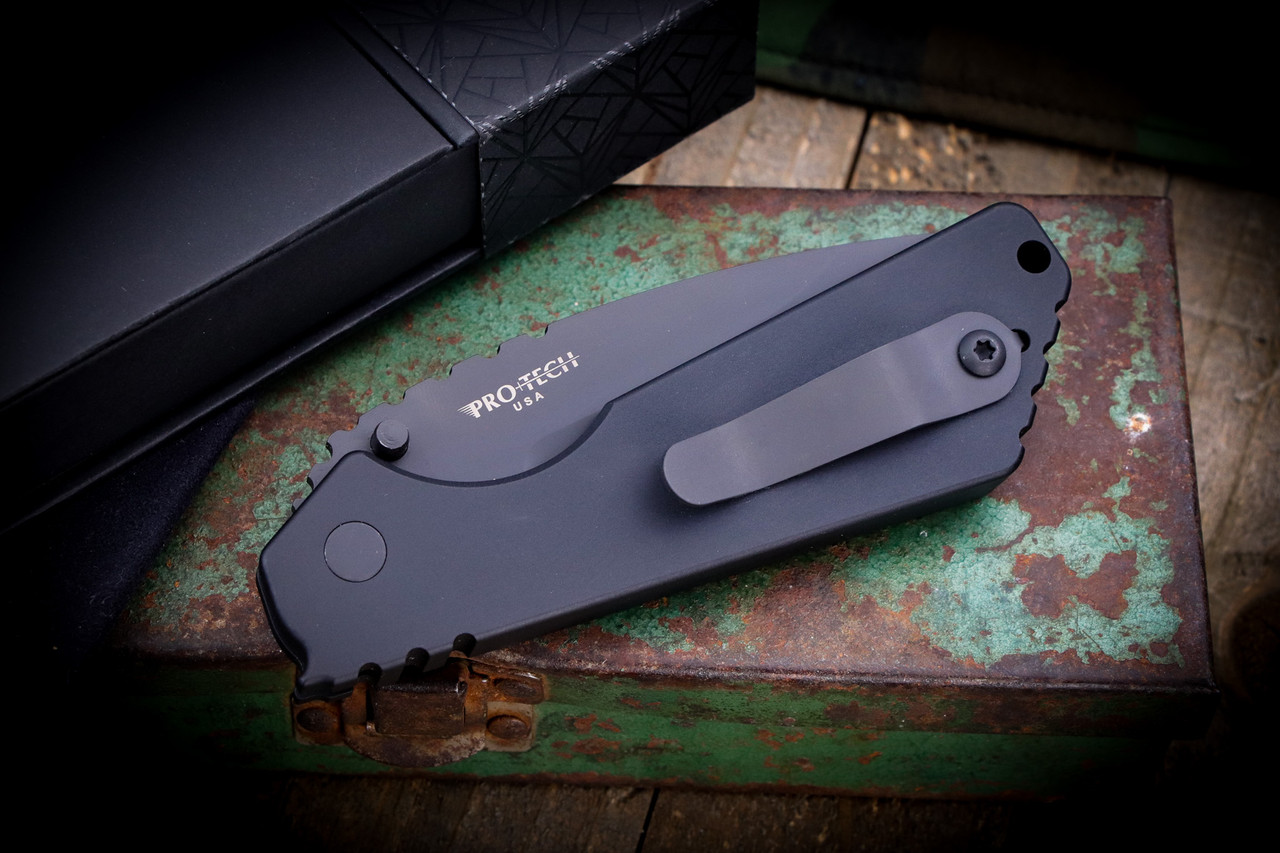 Protech Strider SnG Auto Black 3.5" DLC Black Drop Point 2403 (Preowned)