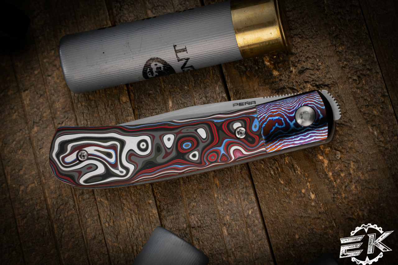 Enrique Pena Custom Trapper Front Flipper Micarta 2.6" Satin
