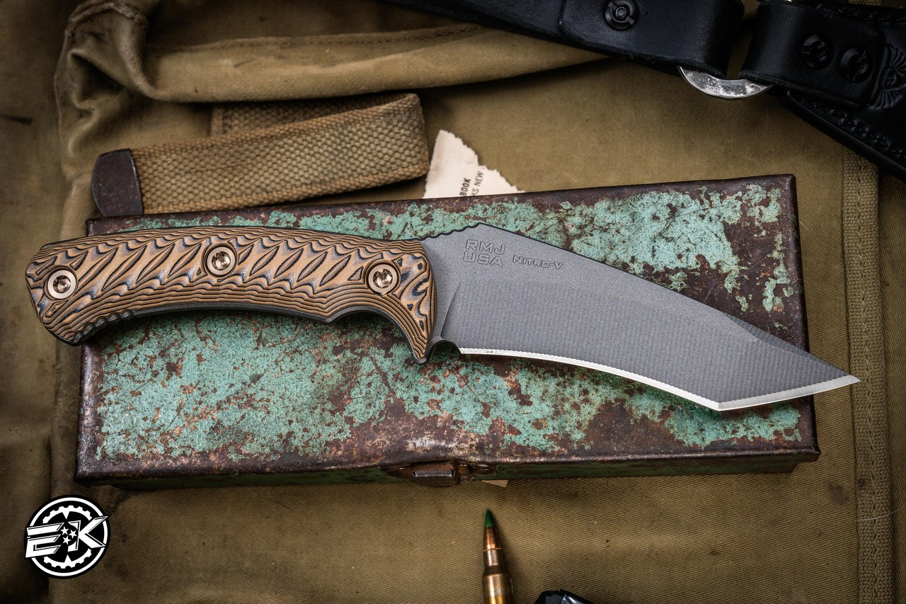 RMJ Tactical "Peregrine" Fixed Blade Knife Hyena Brown G10 4.25 ...