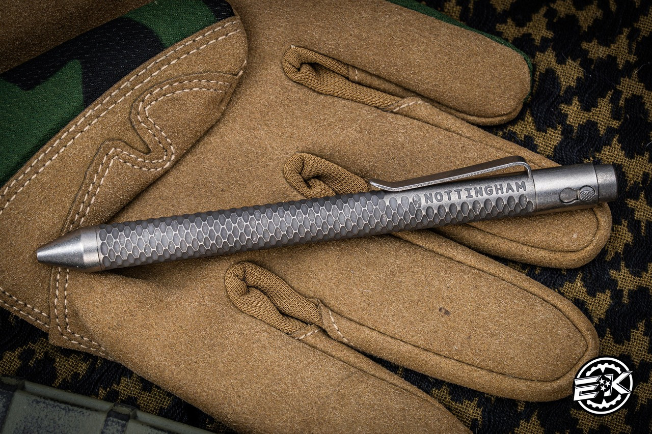 Nottingham Tactical Tibutton Pen Full Carved Blasted Titanium 5.5" G2 ...