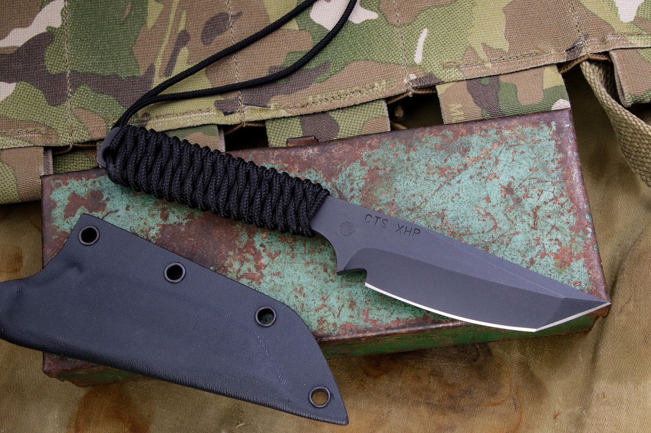 Mick Strider Knives Fixed Blade Black Cord Wrapped 3.5" Tanto Black