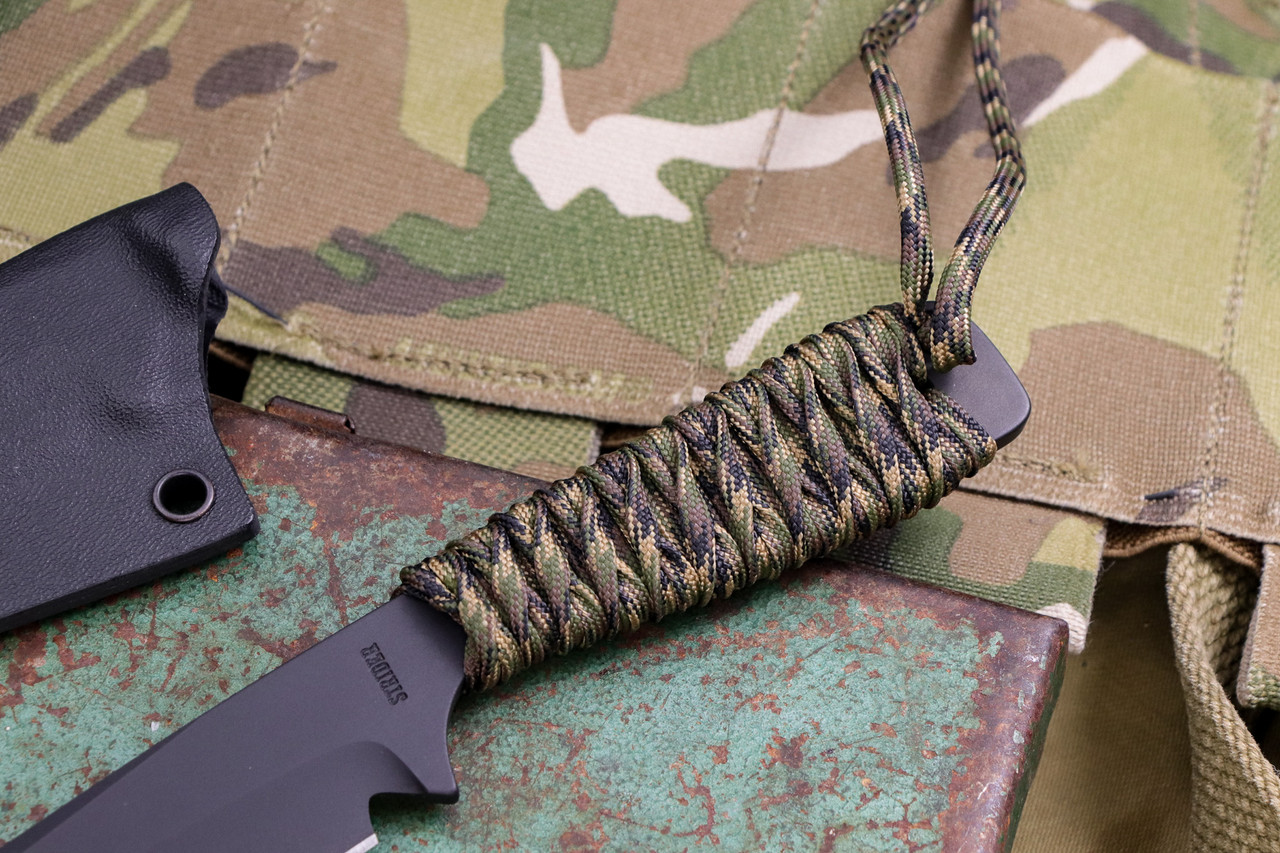 Mick Strider Knives Fixed Blade Camo Cord Wrapped 3.5" Drop Point Black