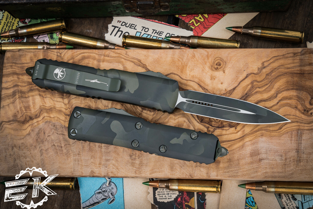 Microtech Utx 85 Otf Automatic Knife Od Green Camo Cerakote 31 Dagger