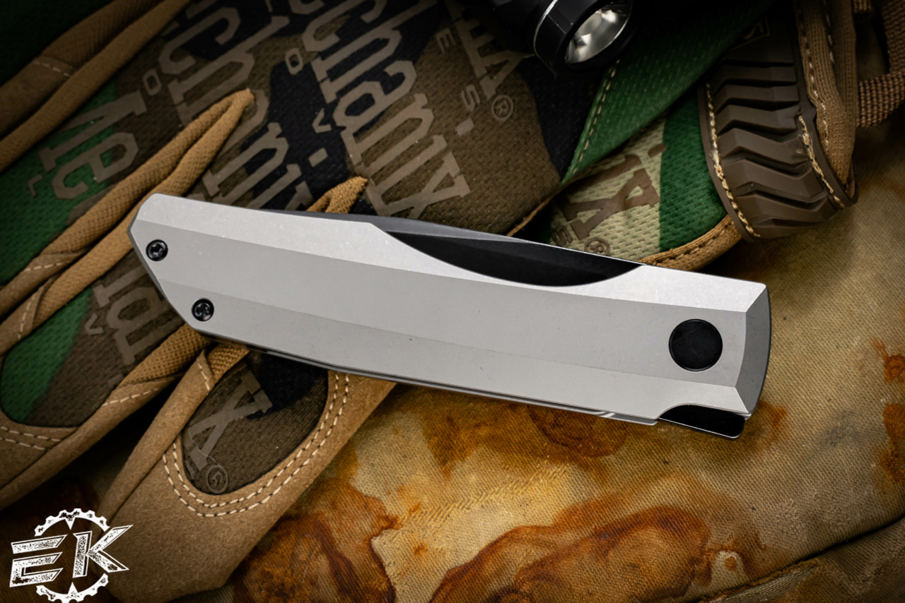 Vero Engineering Impulse Folding Knife Titanium Stonewash 3.65" M390 Tanto Blackwash