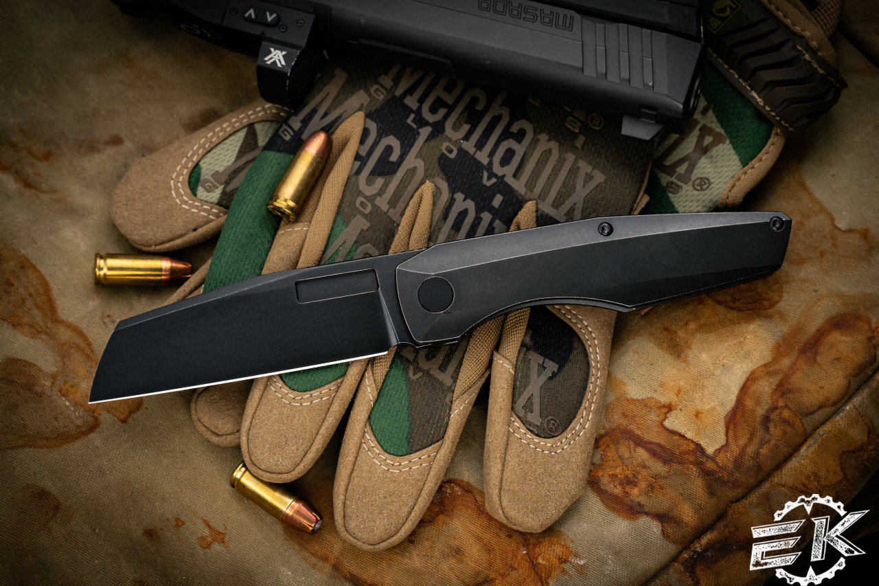 Vero Engineering Axon Frame Lock Knife Blackwash TItanium 3.4" M390 ...