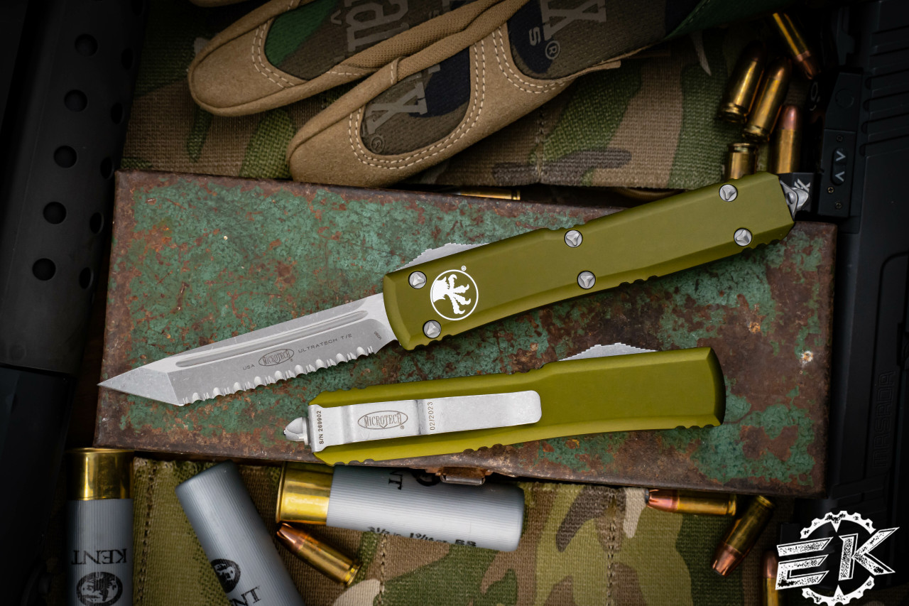 Microtech Ultratech Od Green Otf Knife 34 Tanto Apocalyptic Serrated