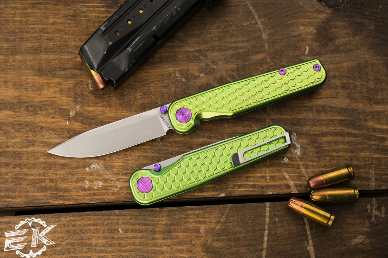 Tactile Knife Co. "Rockwall" Joker Green Hex Pattern Titanium Folding ...