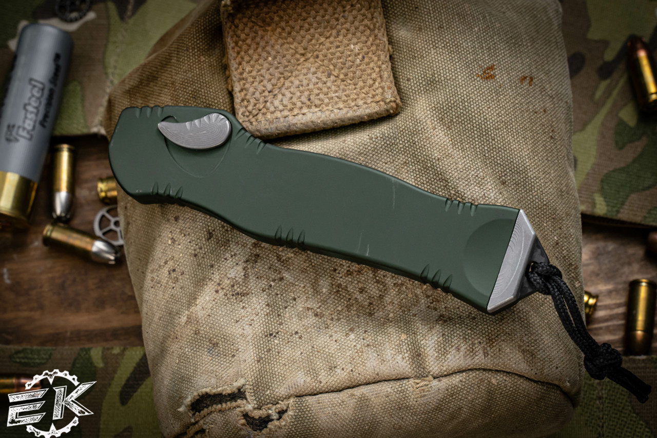 Heretic Knives Hydra Green Otf Knife 36 Se Drop Point Battleworn