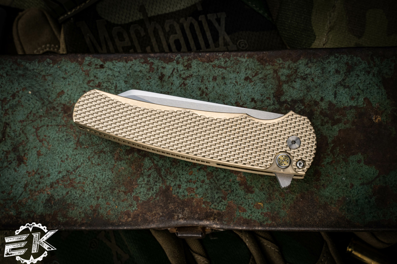 Protech Custom Malibu Textured Bronze Flipper Knife 325 Mirror Polish