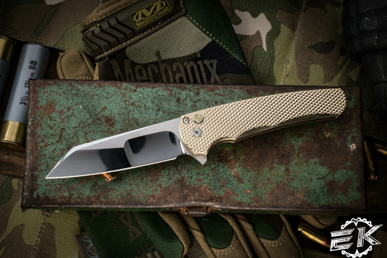 Protech Custom Malibu Textured Bronze Flipper Knife 325 Mirror Polish