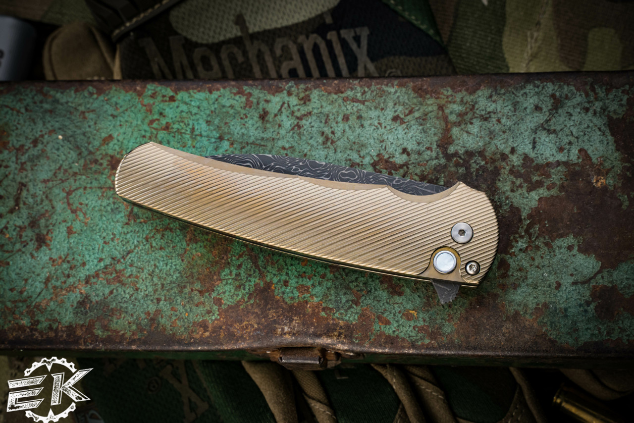 Protech Custom Malibu Bronze Titanium Flipper Knife 325 Vines And Roses