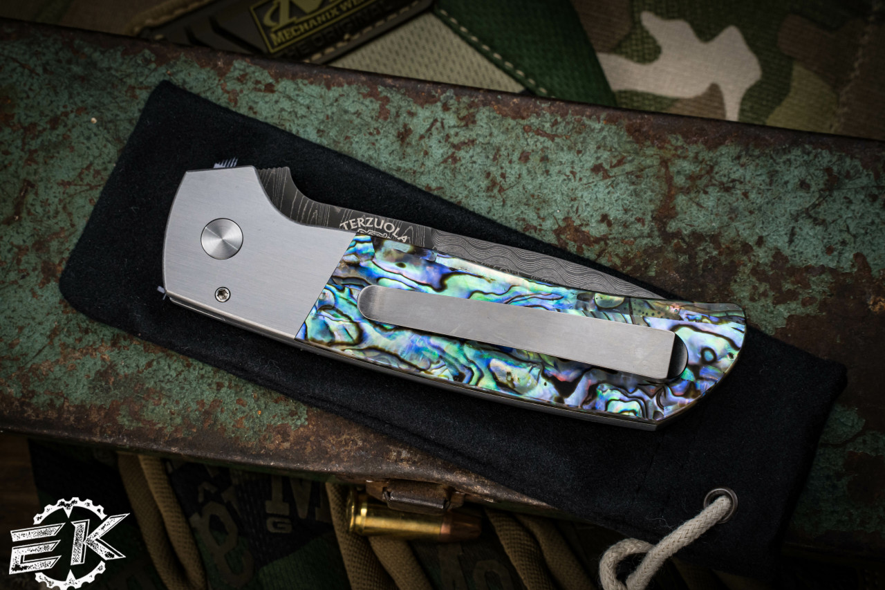 Protech Terzuola Atcf Custom 416 Stainless Steel W Mosaic Abalone