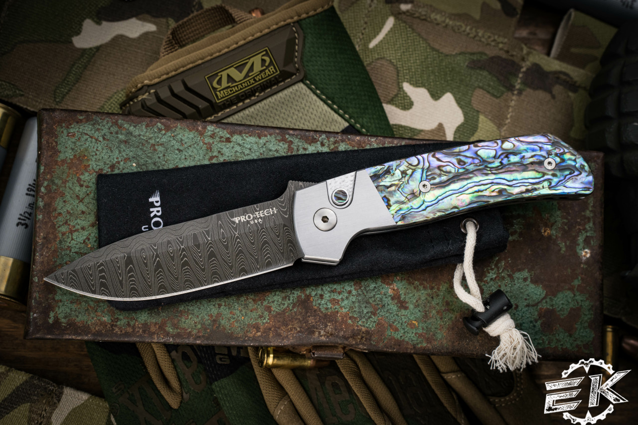 Protech Terzuola Atcf Custom 416 Stainless Steel W Mosaic Abalone