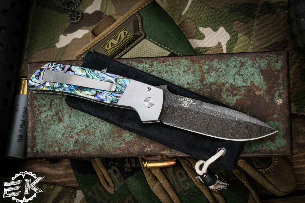 Protech Terzuola Atcf Custom 416 Stainless Steel W Mosaic Abalone