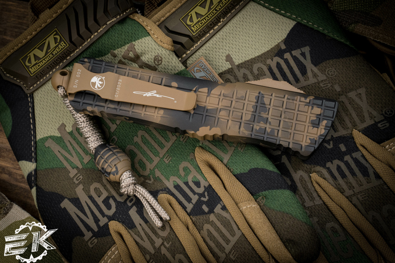 Microtech Combat Troodon Frag Coyote Camo Cerakote Otf Knife 38 Drop